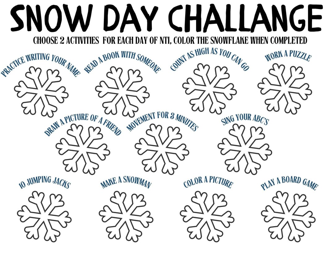 Preschool, Prek Snow Day / NTI Activity Worksheet - Etsy