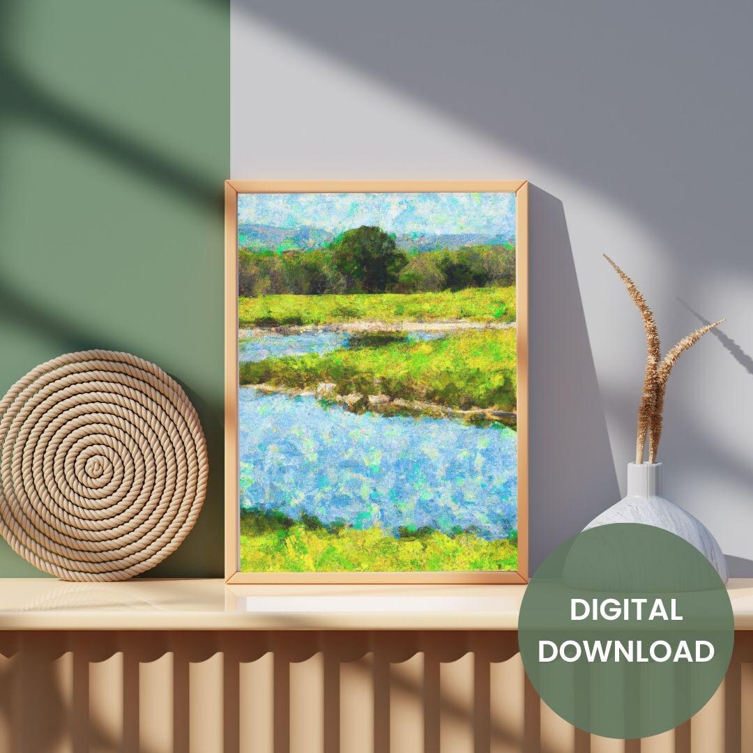 Monet-inspired AI Digital Wall Art Abstract Colorful Modern Print Mid ...