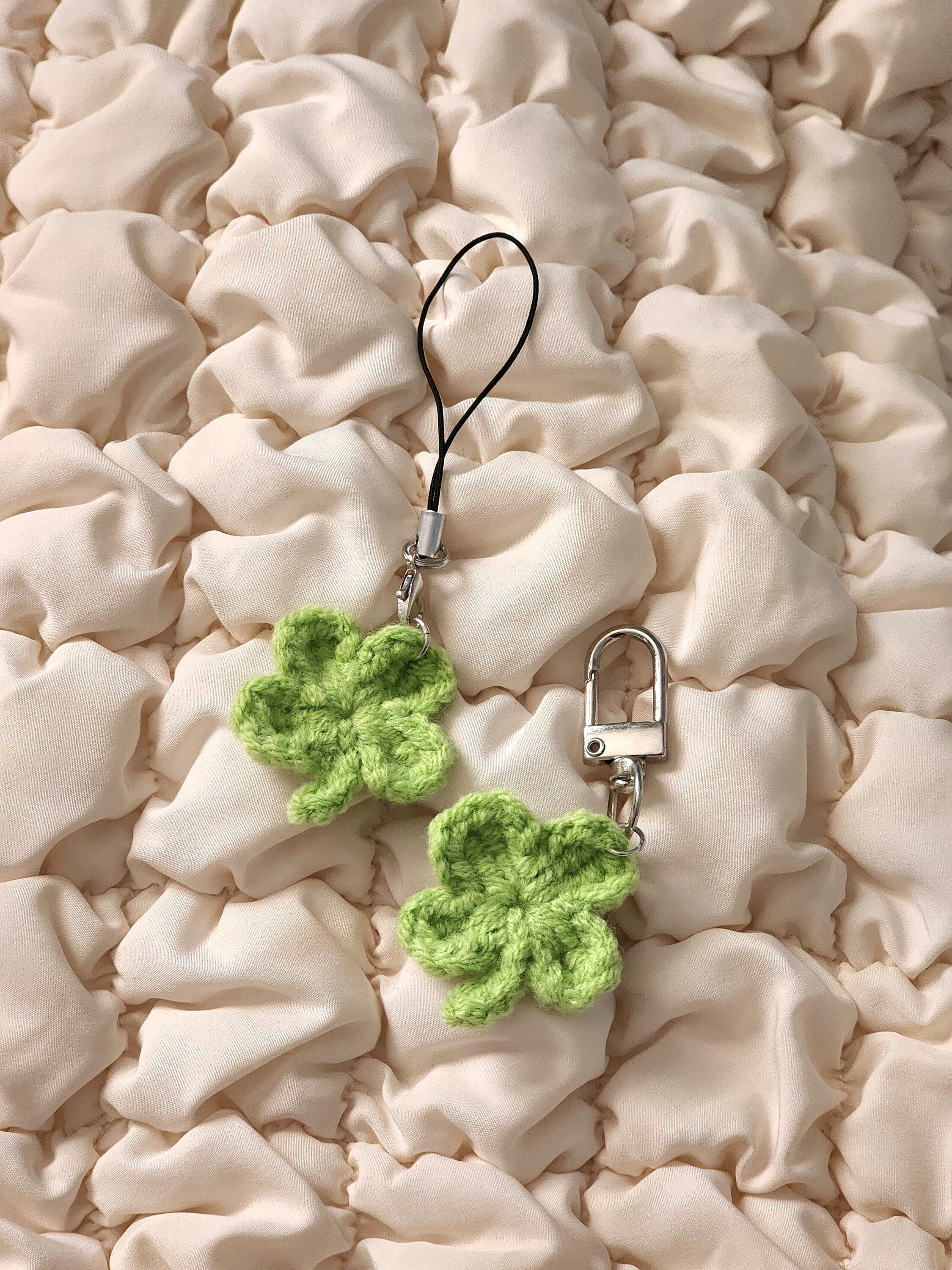 Crochet Four-leaf Clover Keychain - Etsy