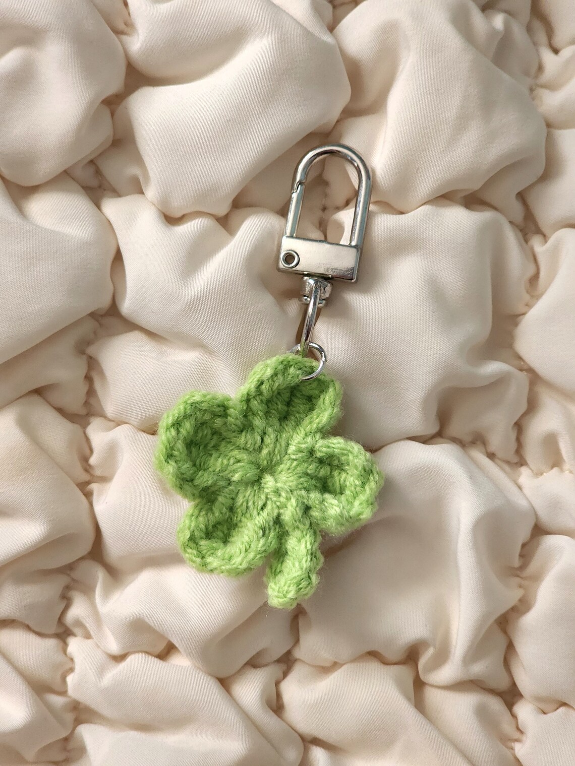 Crochet Four-leaf Clover Keychain - Etsy