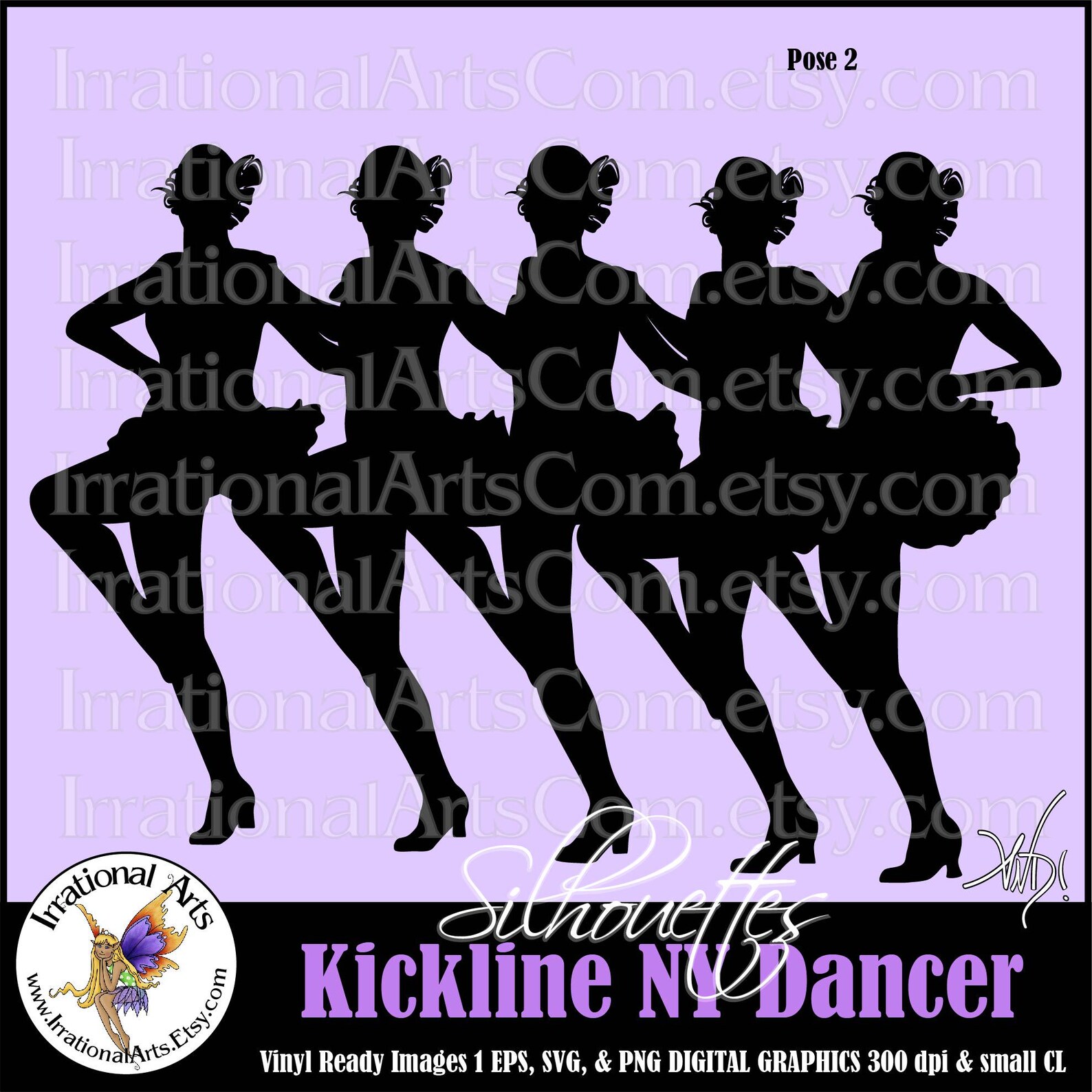 Kick Line NY Dancer Silhouettes Pose 2 - With 1 EPS & SVG Vinyl Ready ...