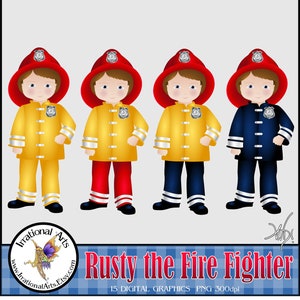 Rusty the Fire Fighter 15 Digital Graphics Clip Art Boys Dalmation ...