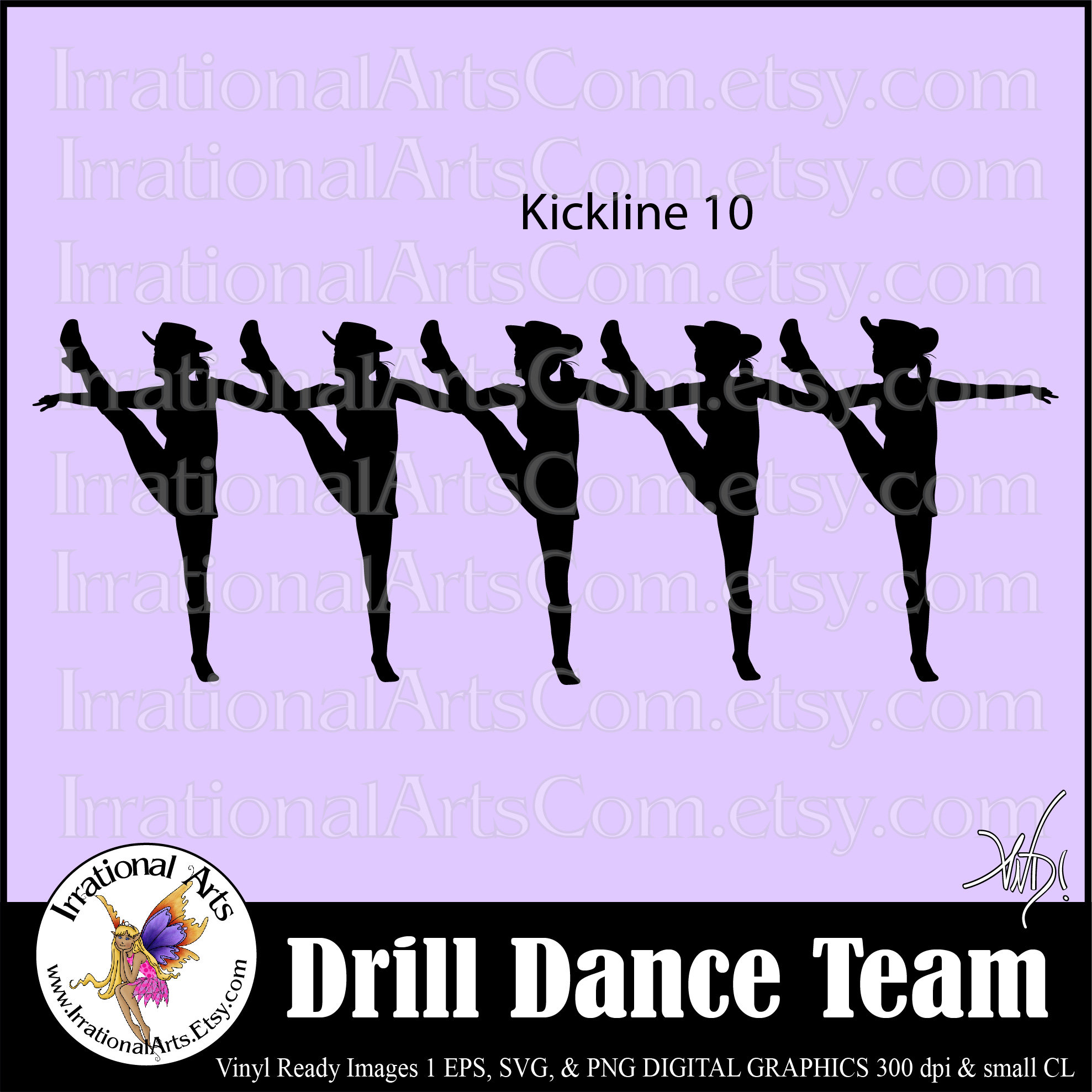 Drill Dance Team Silhouettes Kickline pose 10 with 1 EPS & | Etsy