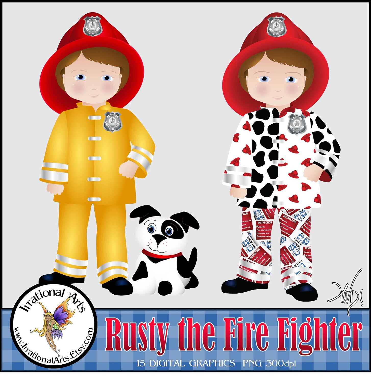 Rusty the Fire Fighter 15 Digital Graphics Clip Art Boys - Etsy