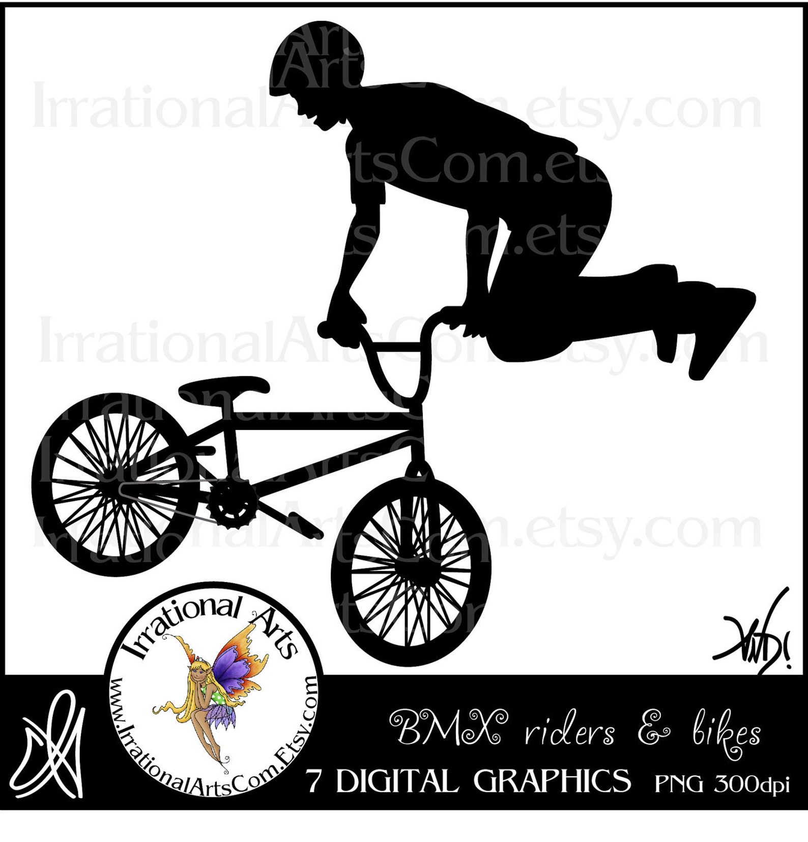 BMX Rider Siluetas con 7 png gráficos digitales clip art - Etsy España