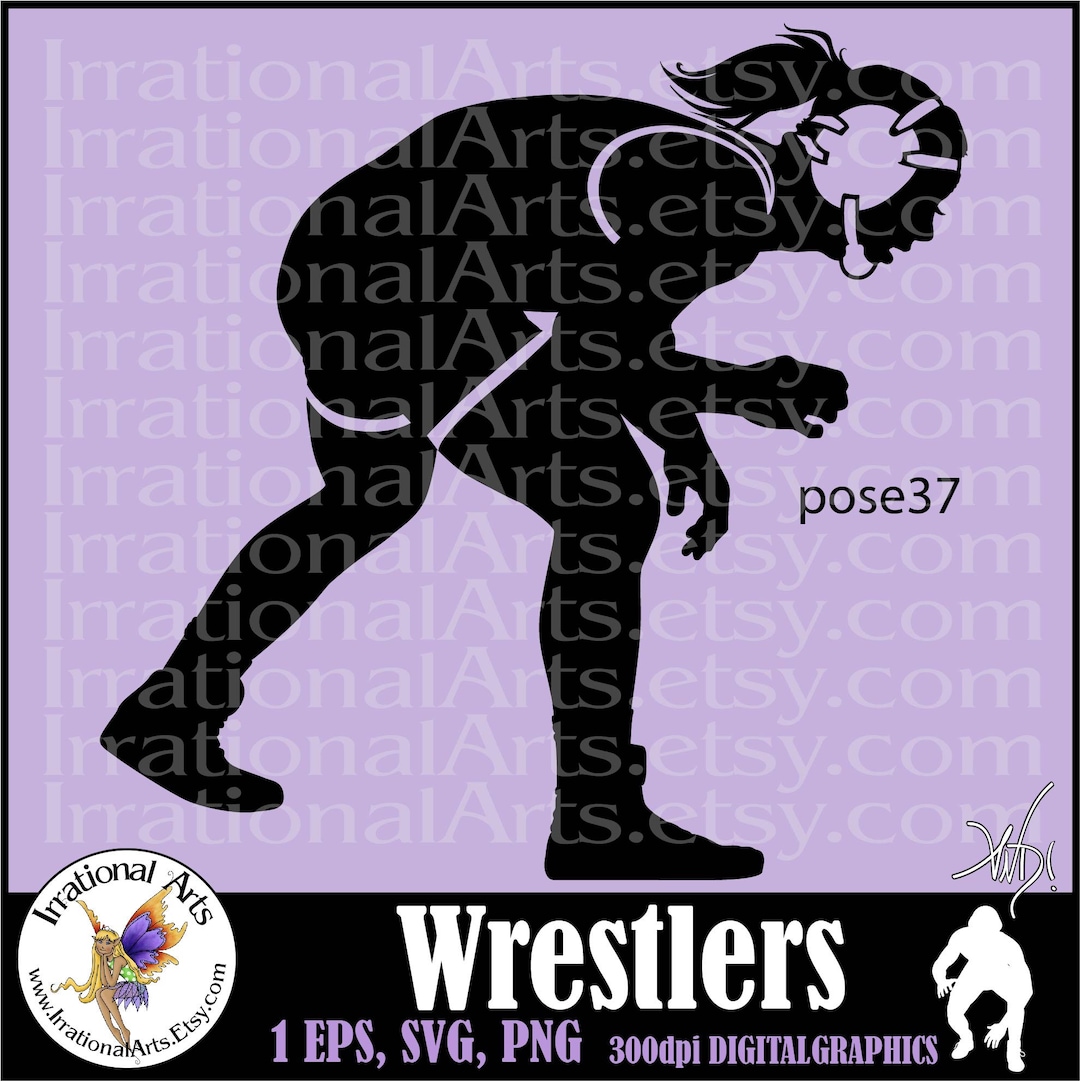 Wrestlers Silhouettes Female Pose 37 - With 1 EPS & 1 SVG Vector Files ...