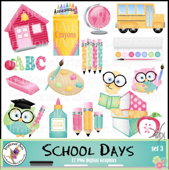 School Clip Art Paint Sets