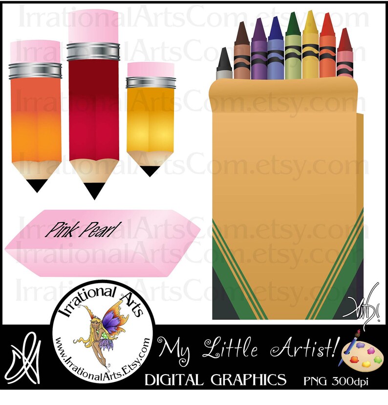 My Little Artist digital clipart graphics of art supplies | Etsy