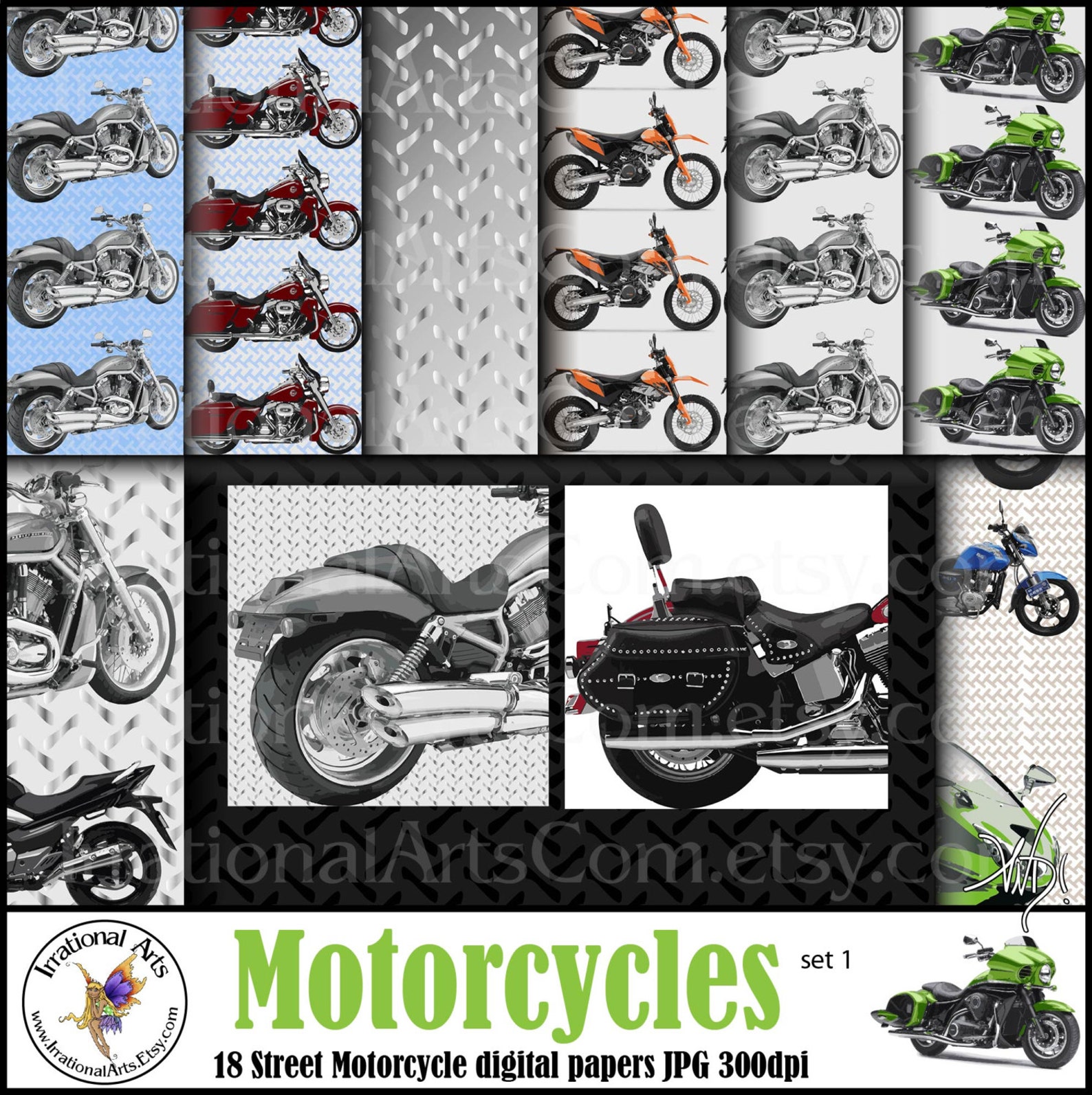 INSTANT DOWNLOAD Street Motorcycles Set 1 Digital Paper | Etsy