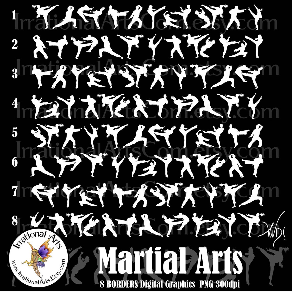 Martial Arts BORDERS With 8 PNG Digital Clipart Files 12 - Etsy