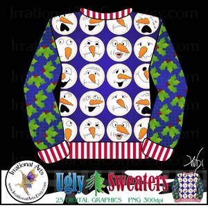 Ugly Christmas Sweaters Set 1 With 25 PNG Digital Graphics Rudolph ...