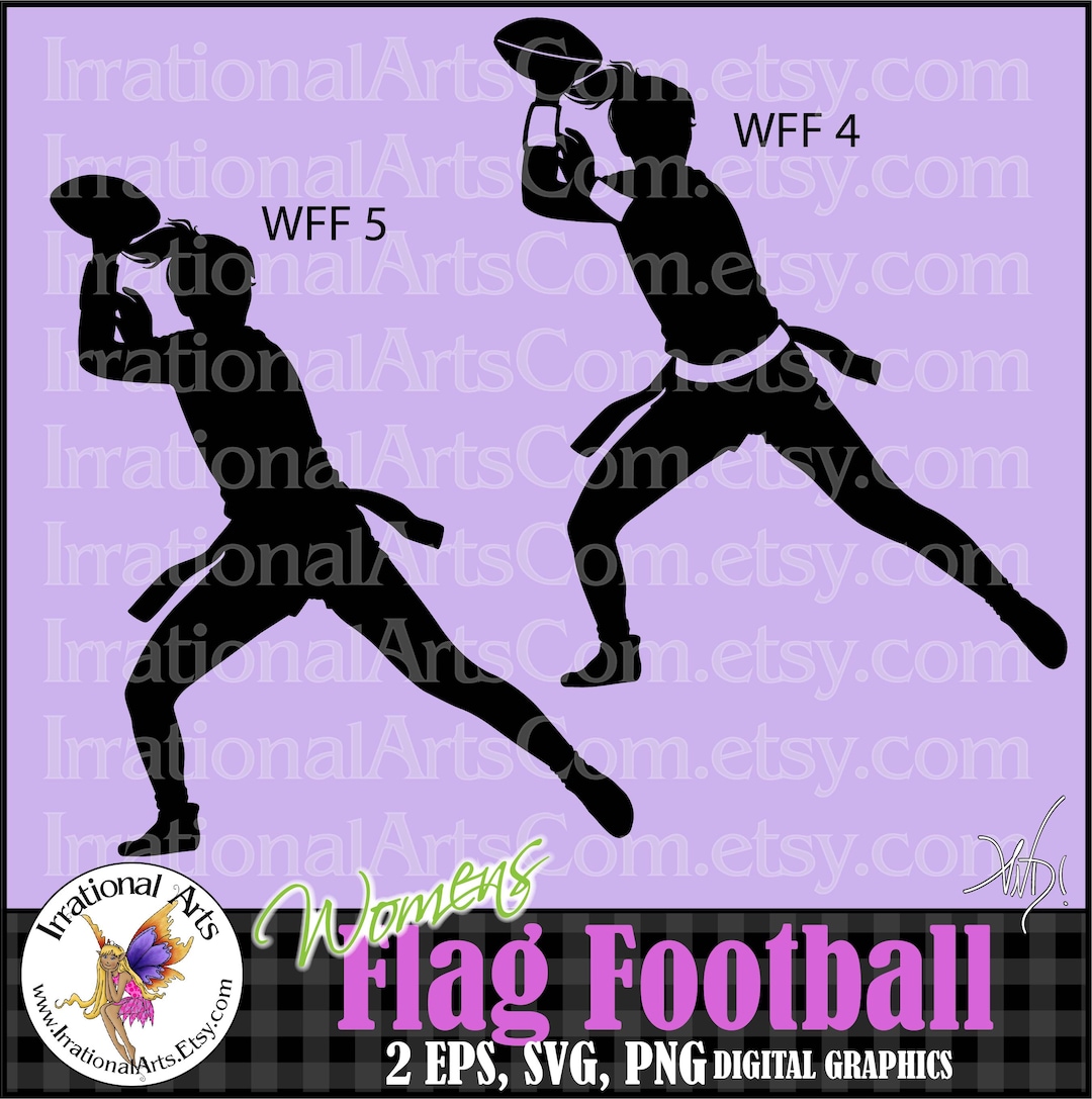 Women's Flag Football Silhouettes Poses 4 and 5 - With 2 EPS & 1 SVG ...