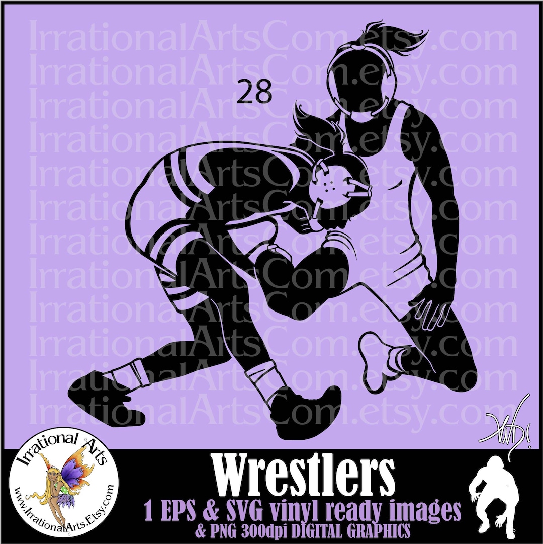 Wrestlers Female Silhouettes Pose 28 - With 1 EPS & 1 SVG Vector Files ...