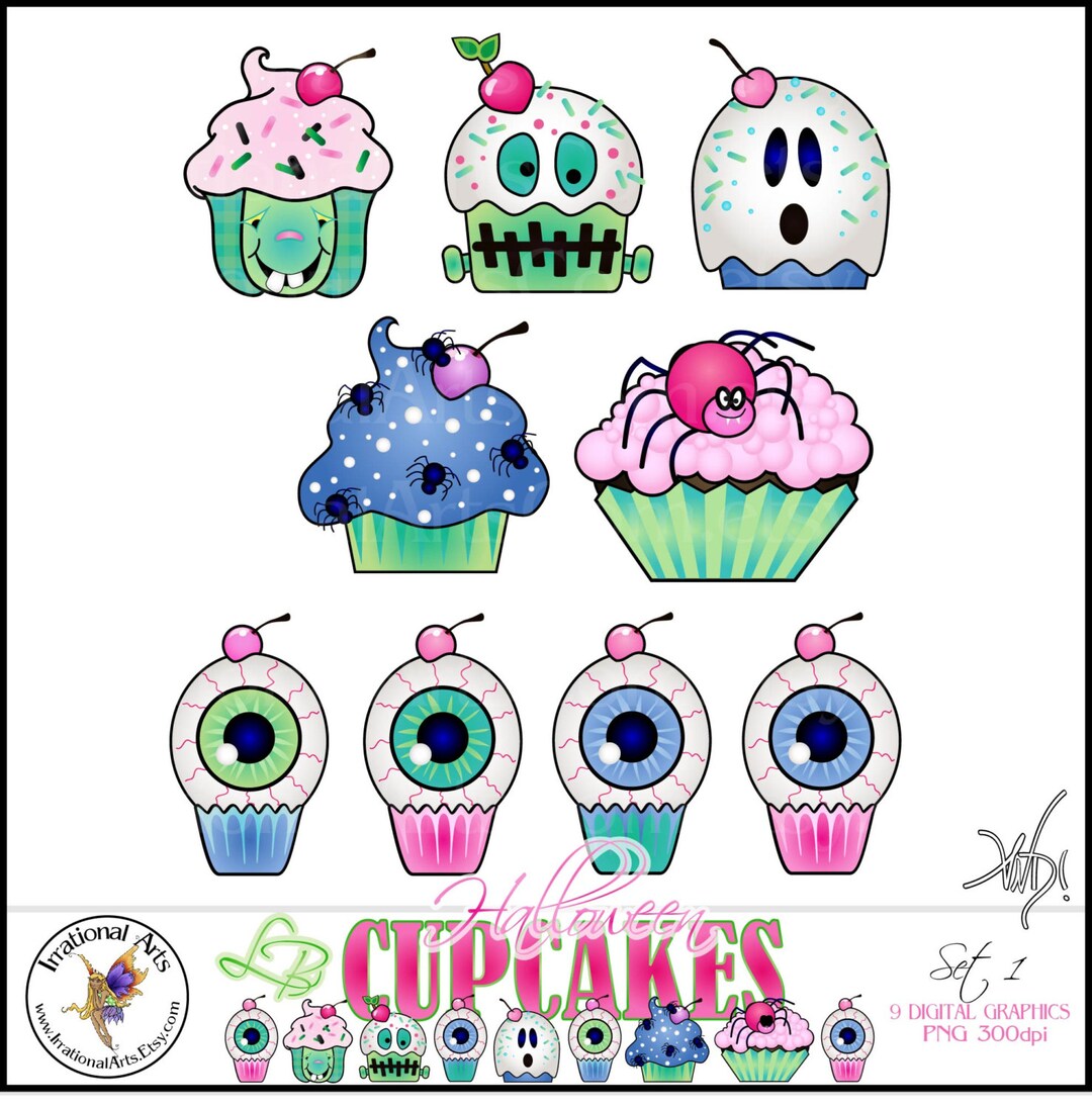INSTANT Download LB Halloween Cupcakes Set 1 With 9 Digital Graphics ...