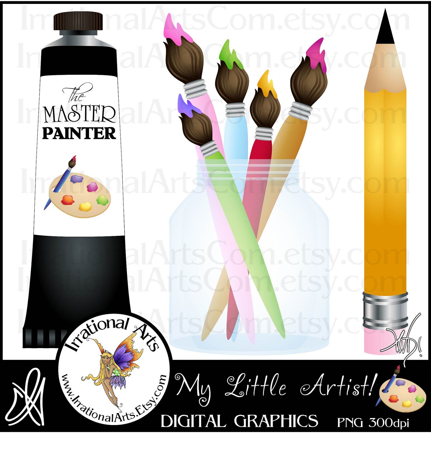 My Little Artist digital clipart graphics of art supplies | Etsy