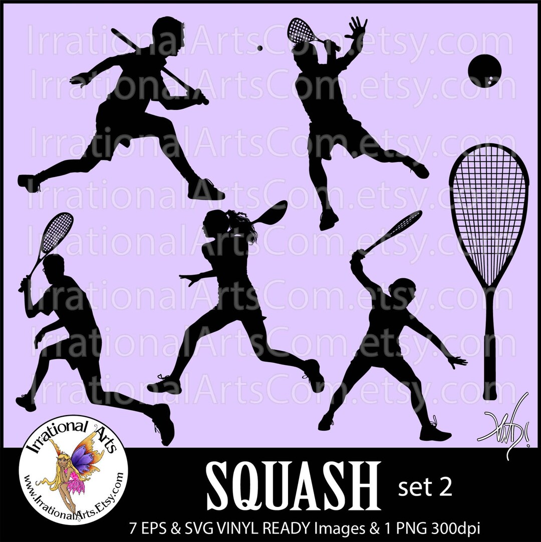 Squash Players Set 2 Vinyl Ready Vector Digital Clipart Graphics 7 EPS ...
