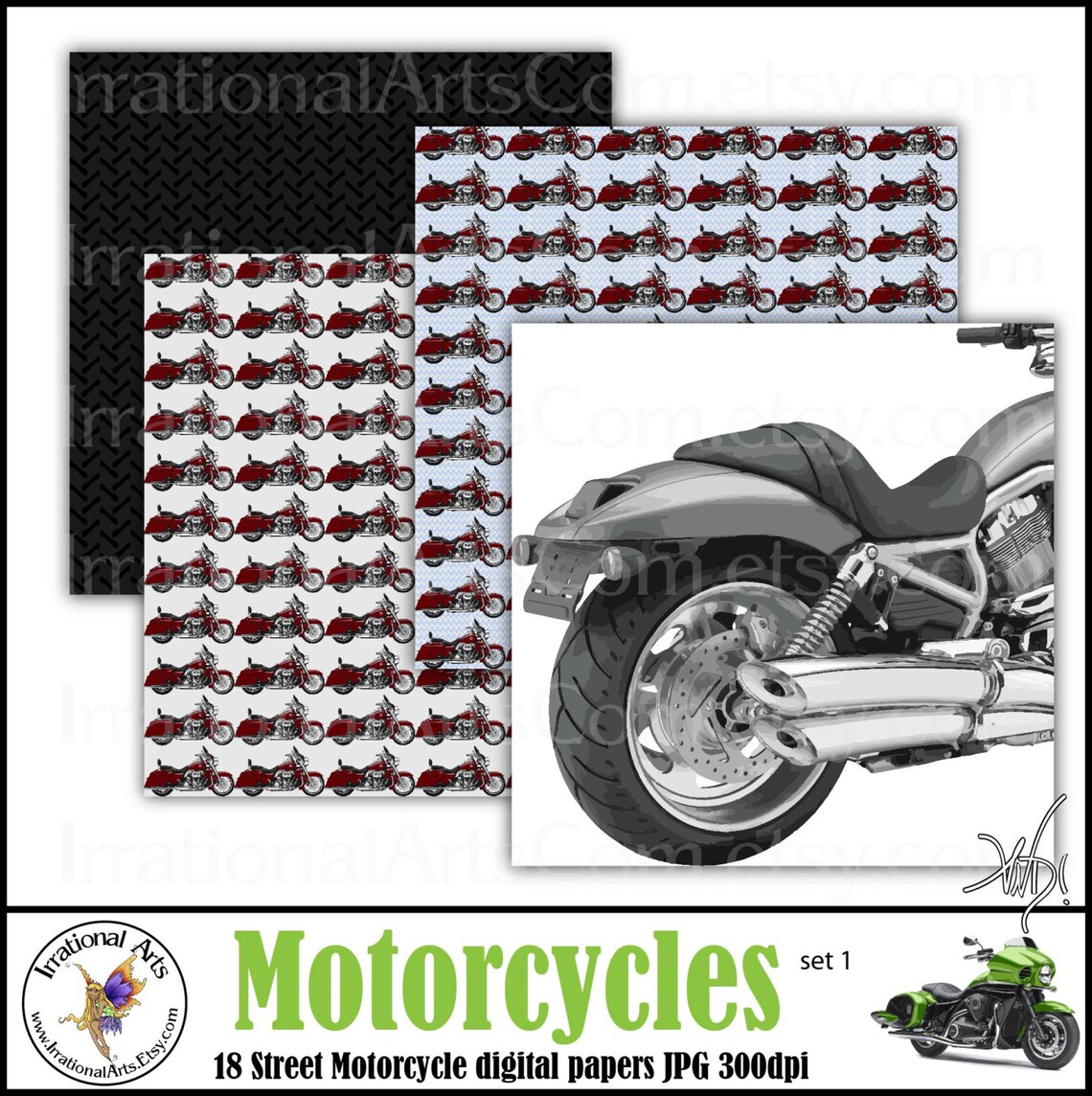 INSTANT DOWNLOAD Street Motorcycles Set 1 Digital Paper | Etsy