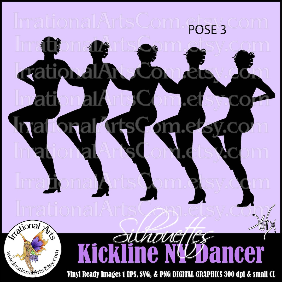 Kick Line NY Dancer Silhouettes Pose 3 and 4 - With 2 EPS & SVG Vinyl ...