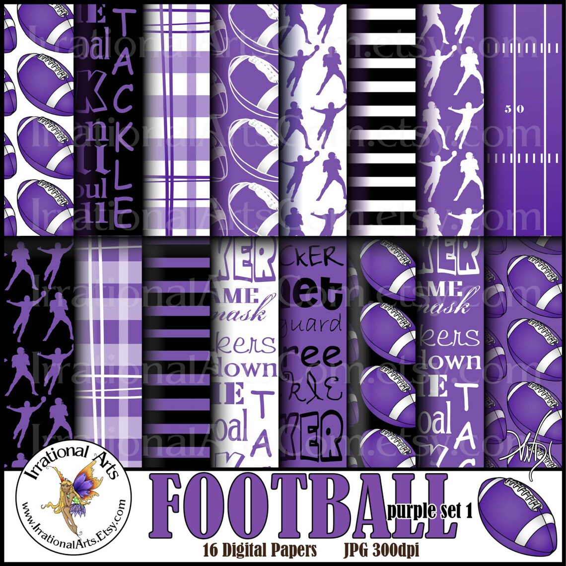 INSTANT DOWNLOAD Football Purple Set 1 Digital Scrapbooking 16 | Etsy