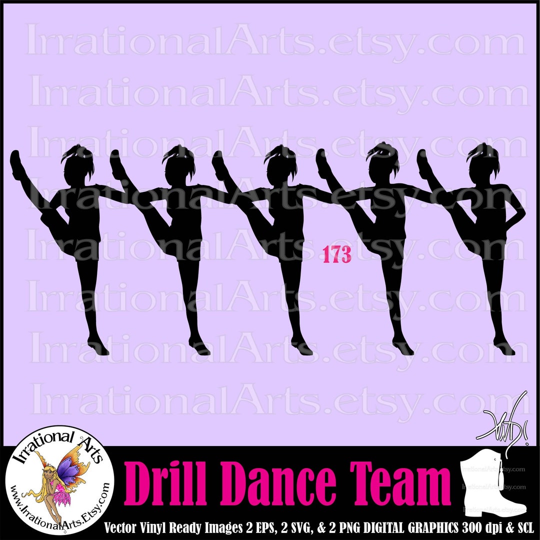 Drill Dance Team Silhouettes Kickline Pose 173 With 1 EPS & SVG Vinyl ...