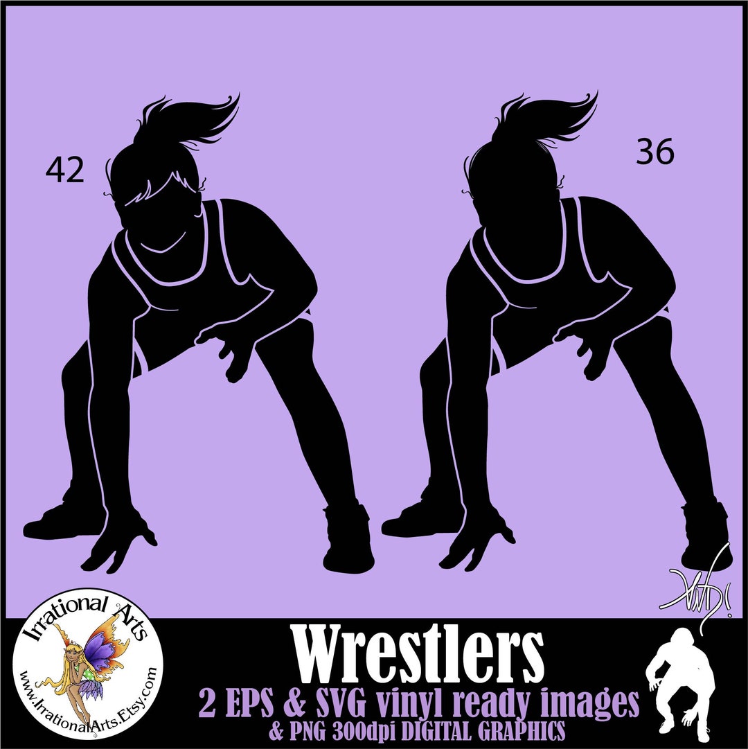 Wrestlers Silhouettes Female Pose 36 and 42 - With 2 EPS & 1 SVG Vector ...