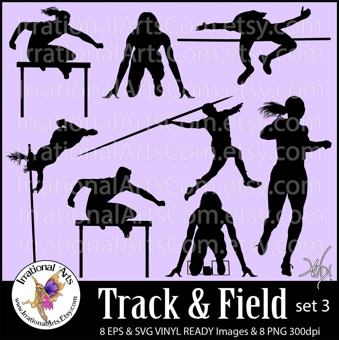 Track and Field Set 3 Silhouettes Vinyl Ready Images Digital Clipart ...