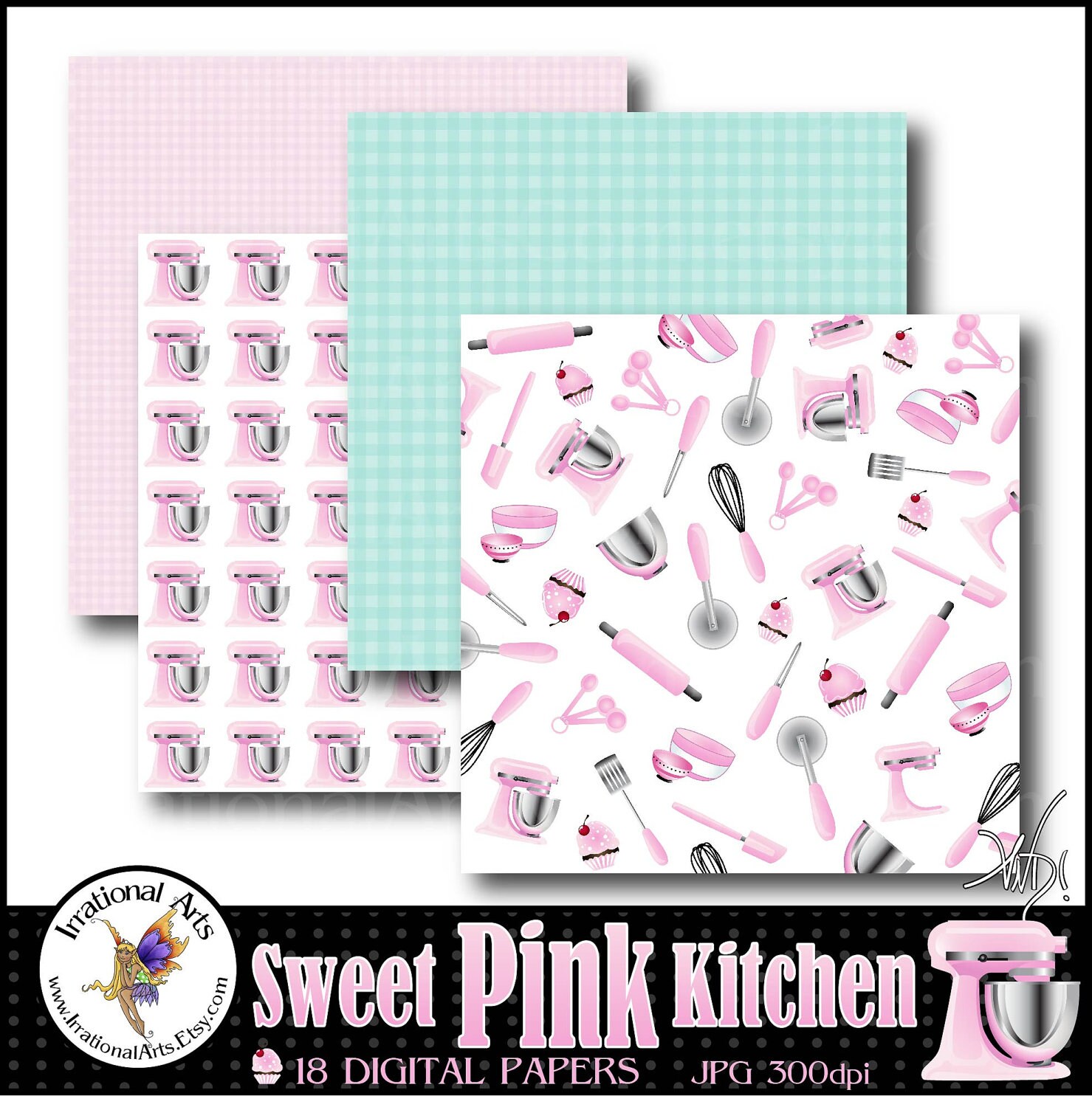 Sweet Pink Kitchen With 18 JPG Digital Papers Kitchen - Etsy