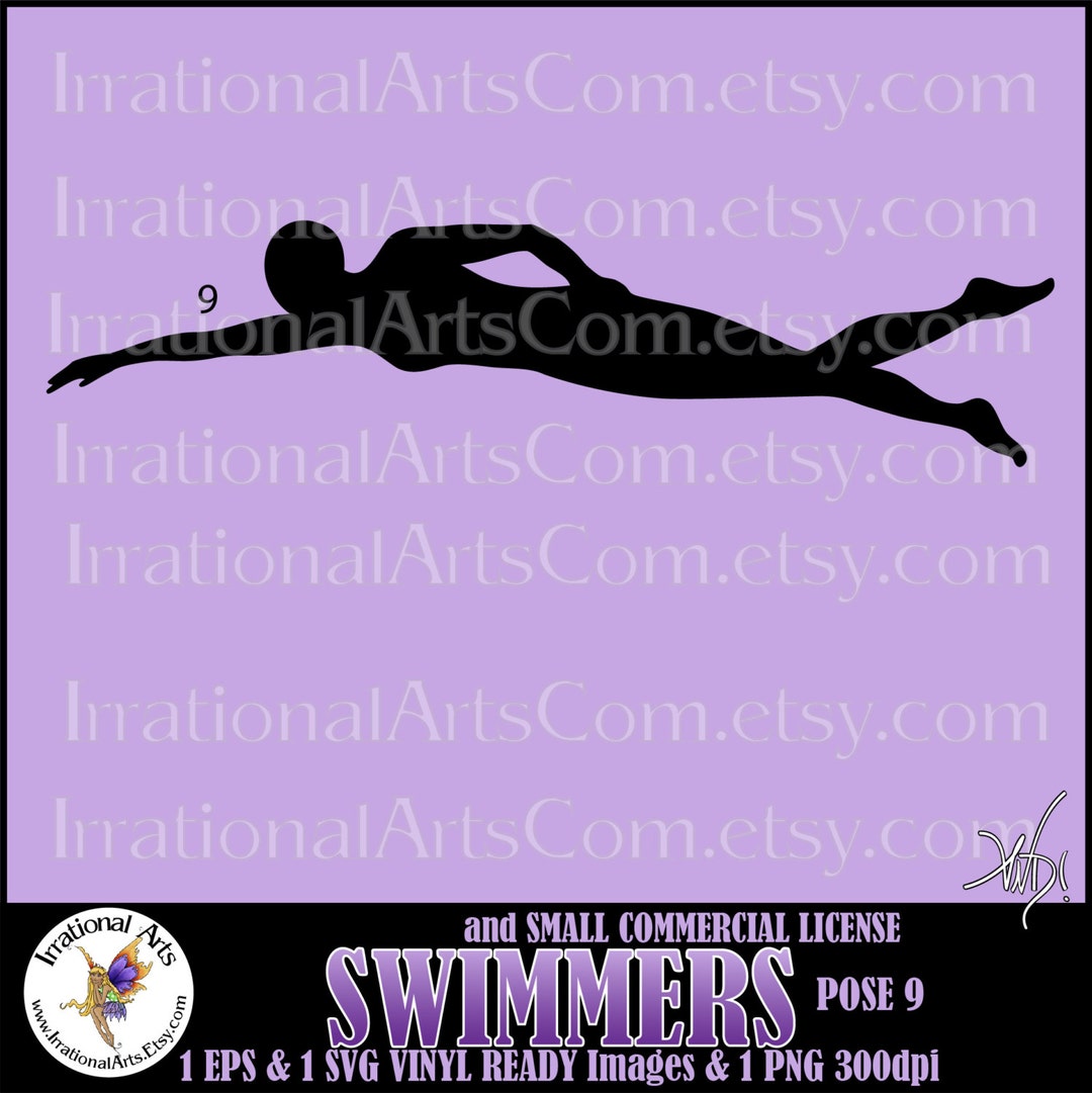 Female Swimmers Silhouettes Pose 9 - With 1 EPS & 1 SVG Vinyl Ready ...