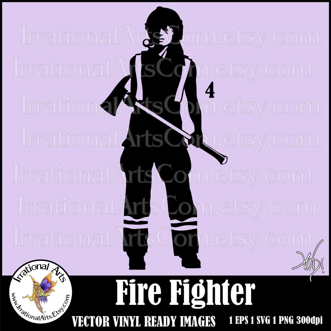 Fire Fighter Silhouette Pose 4 Female - 1 EPS & SVG Vinyl Ready Files ...