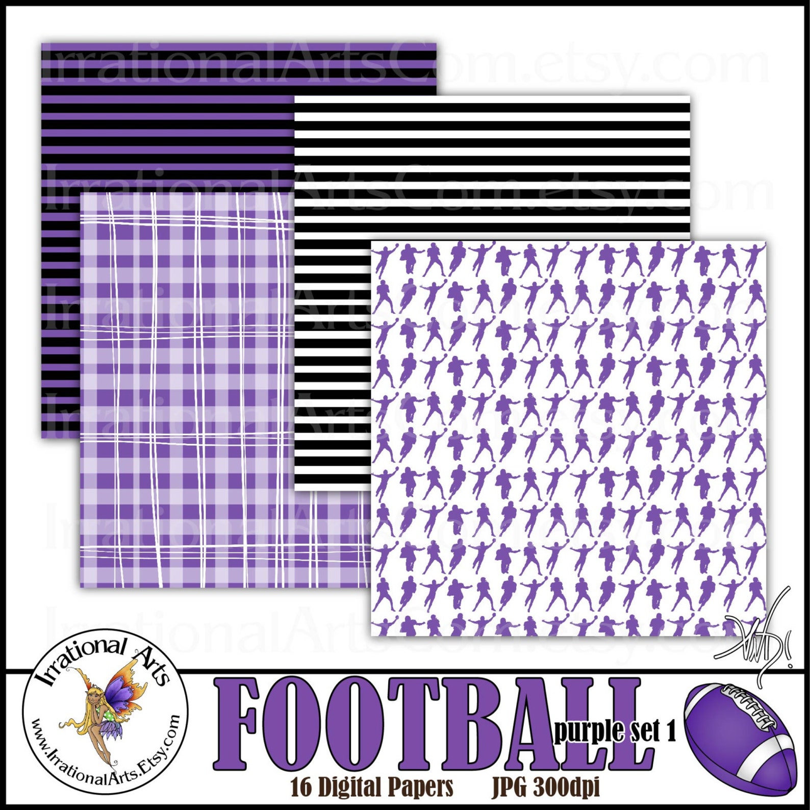 INSTANT DOWNLOAD Football Purple Set 1 Digital Scrapbooking 16 - Etsy