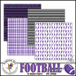 INSTANT DOWNLOAD Football Purple Set 1 Digital Scrapbooking 16 Jpg ...