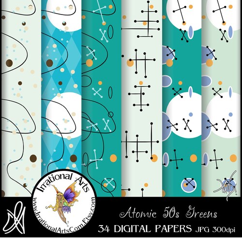 Atomic Wallpaper Digital Paper Mid Century Modern Autumn - Etsy