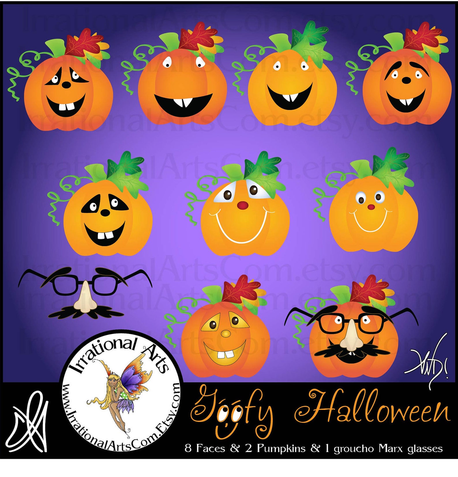 INSTANT DOWNLOAD Goofy Halloween Faces Set 1 of 11 Png Files - Etsy