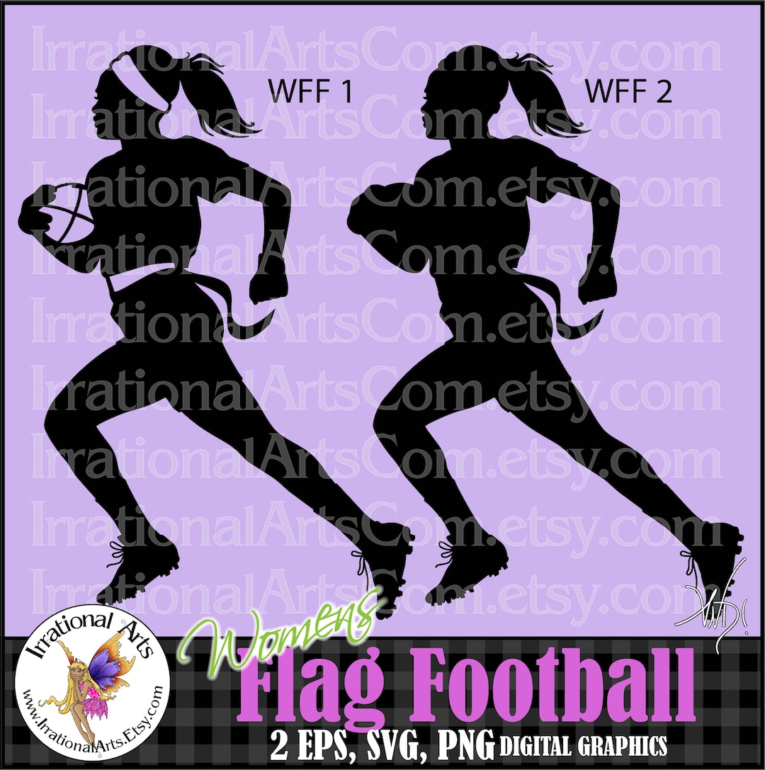 Women's Flag Football Silhouettes Pose 1 and 2 - With 2 EPS & 1 SVG ...