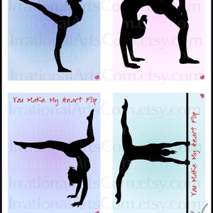 Valentines Day Cards Gymnasts GIRLS Set 1 Kids Class Exchange DIY ...