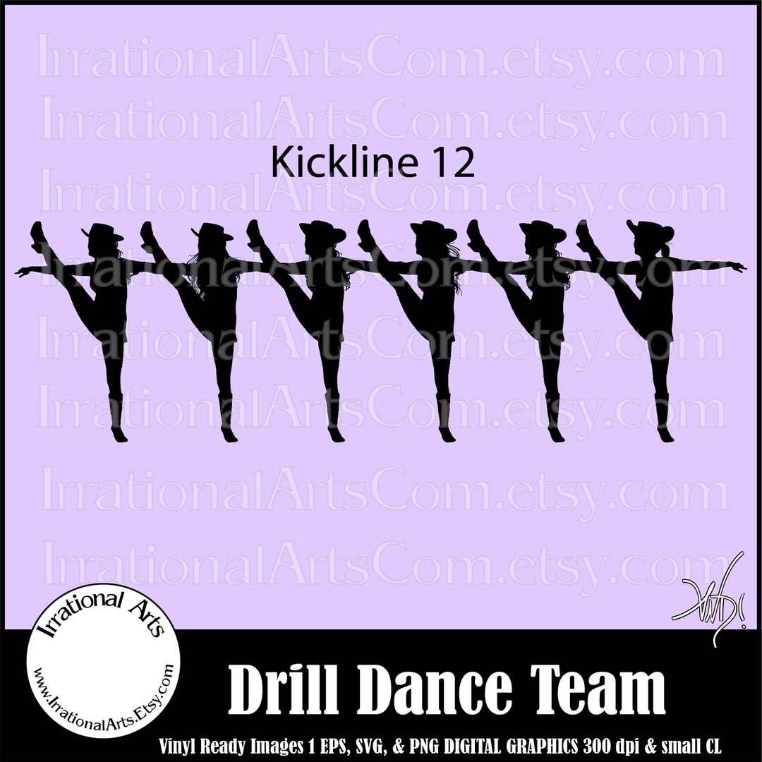Drill Dance Team Silhouettes Kickline Pose 12 With 1 EPS & SVG Vinyl ...