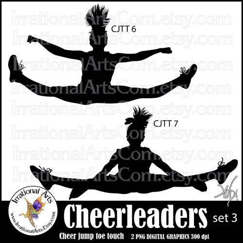 Cheerleader Jump Toe Touch Silhouettes Set 3 2 PNG Digital - Etsy