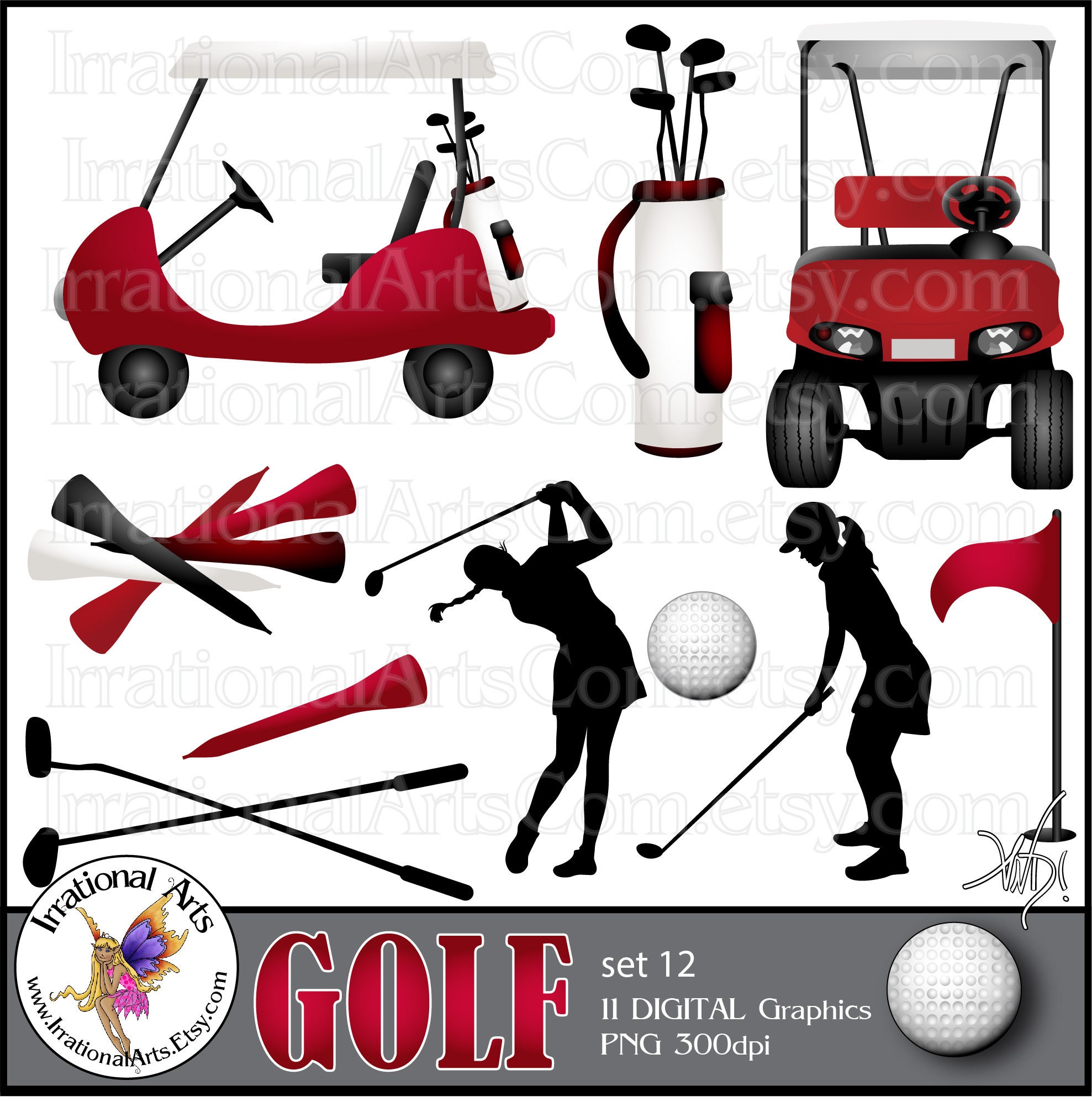 Golftasche Clipart Heart