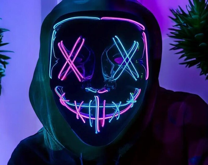 LED Purge Mask – Light up Neon Halloween Mask, Cosplay Rave Glow Mask ...
