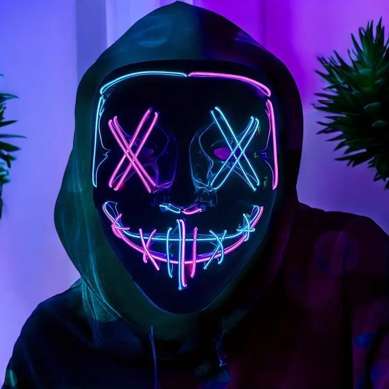 LED Purge Mask – Light up Neon Halloween Mask, Cosplay Rave Glow Mask ...