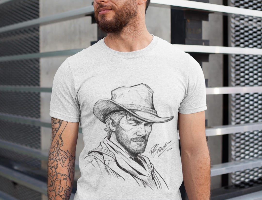 Hand-drawn Wild West Tee, Western Cowboy T-shirt, Retro Outlaw Shirt ...