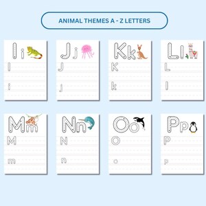 Handwriting Animals Alphabet Letters Set, Educational Learning Tool ...