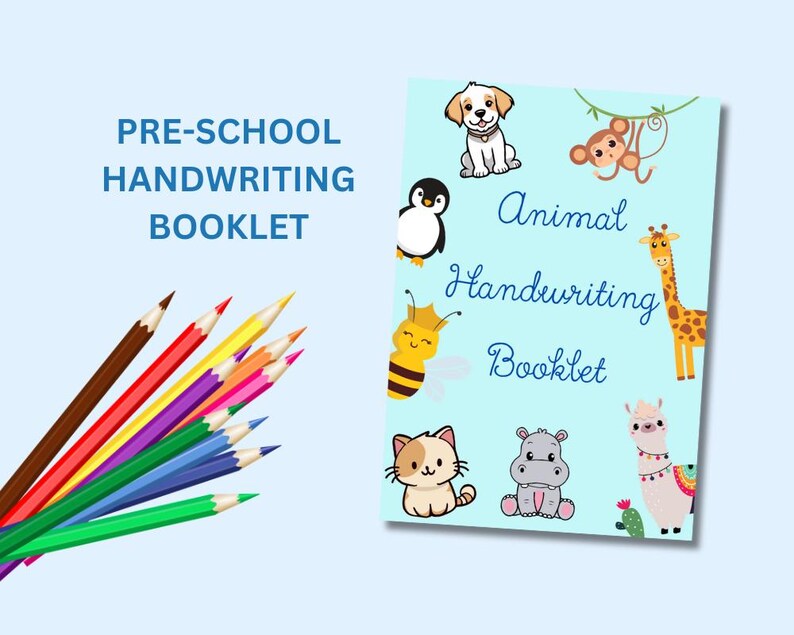 Handwriting Animals Alphabet Letters Set, Educational Learning Tool ...