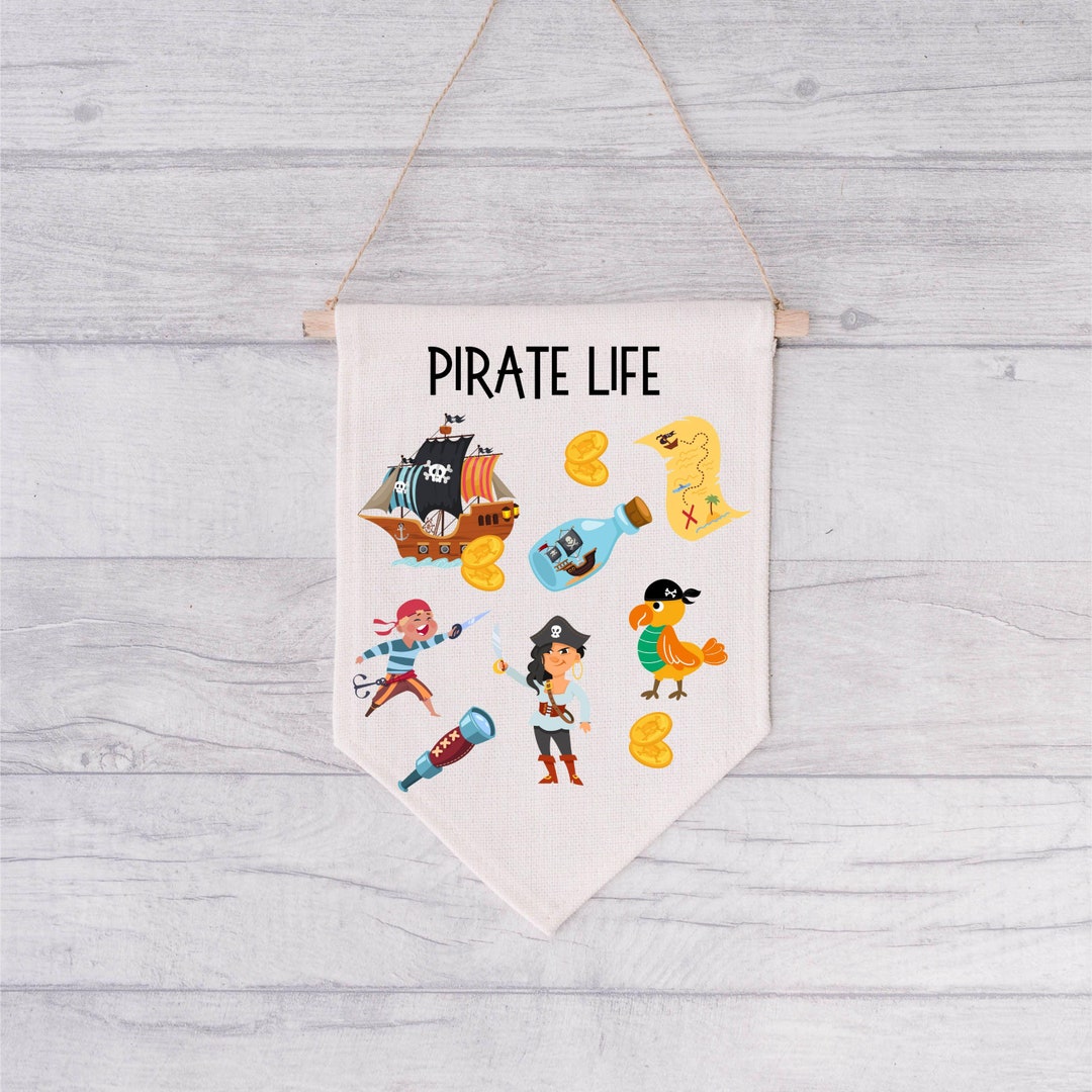 Pirate Life Pennant for Boys Room, Nursery Decor for Boys, Live Salty ...