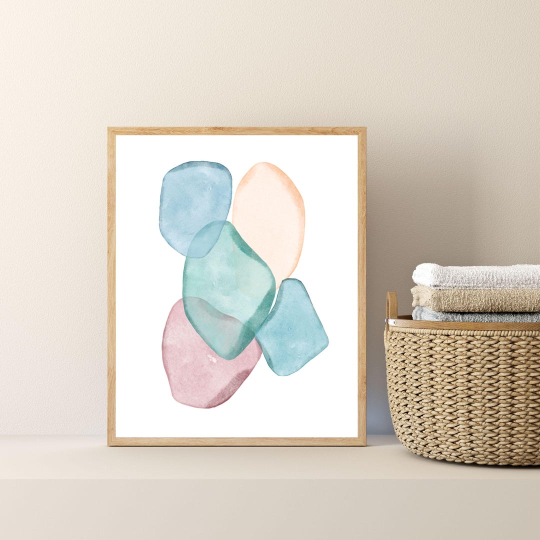 Sea Glass Watercolor Posters, Modern Wall Art, Home Decor, Art Prints ...