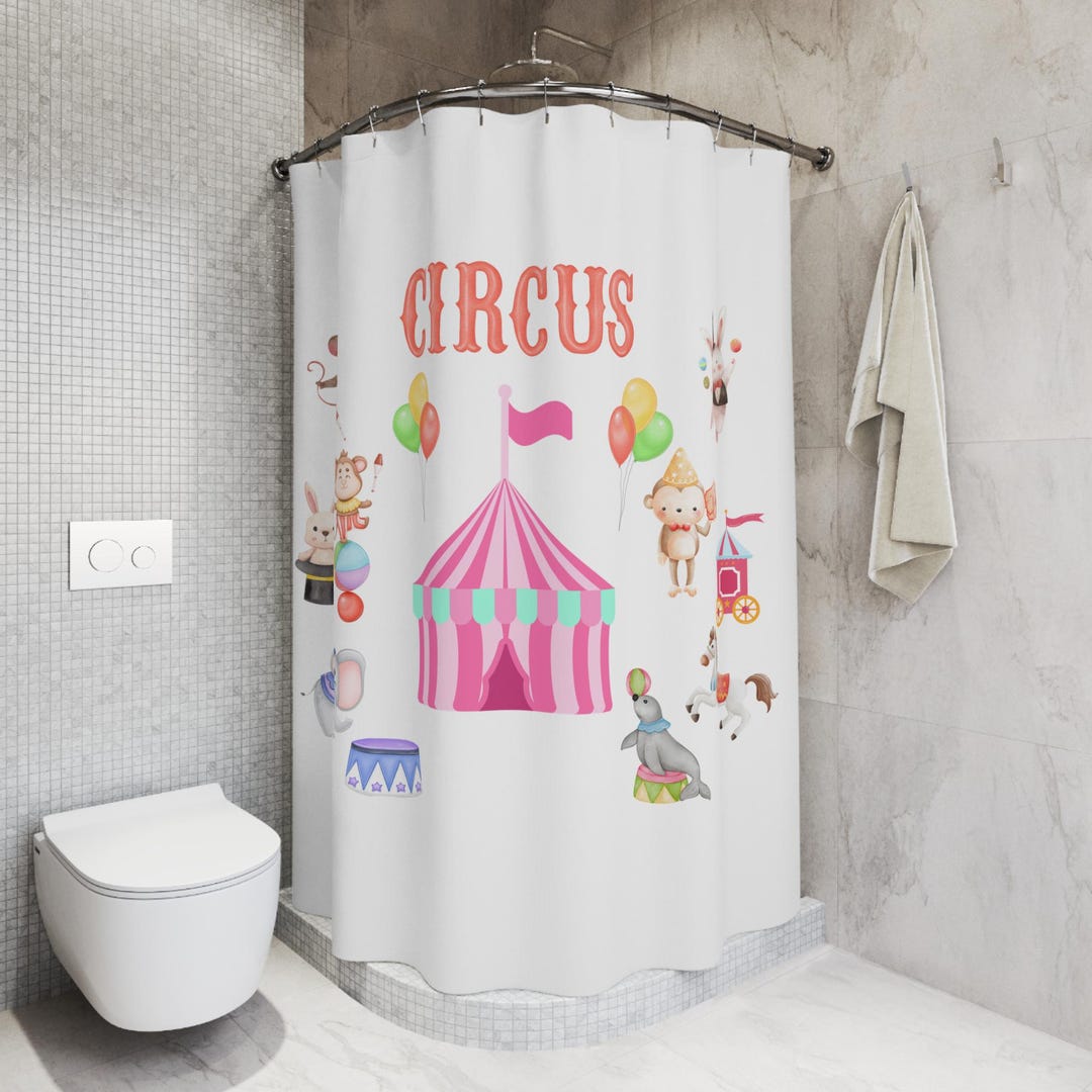 Circus Themed Shower Curtain, Whimsical Curtain, Children's Cute ...
