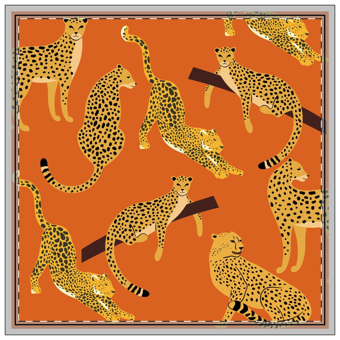 Leopard Print Napkins, Set of 4 - Orange Background, Jungle Animals ...