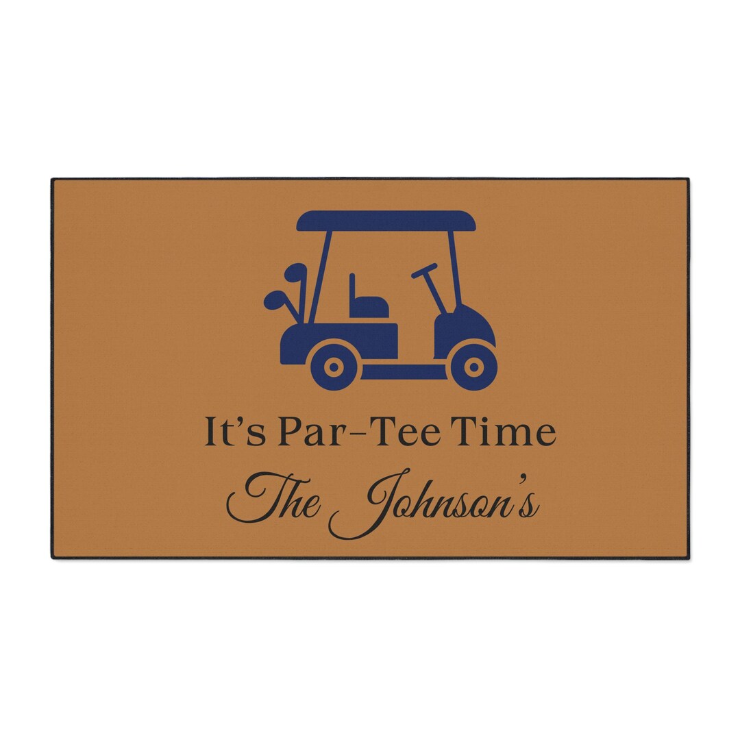 Personalized Golf Themed Heavy Duty Floor Mat, It's Par-tee Time Door ...