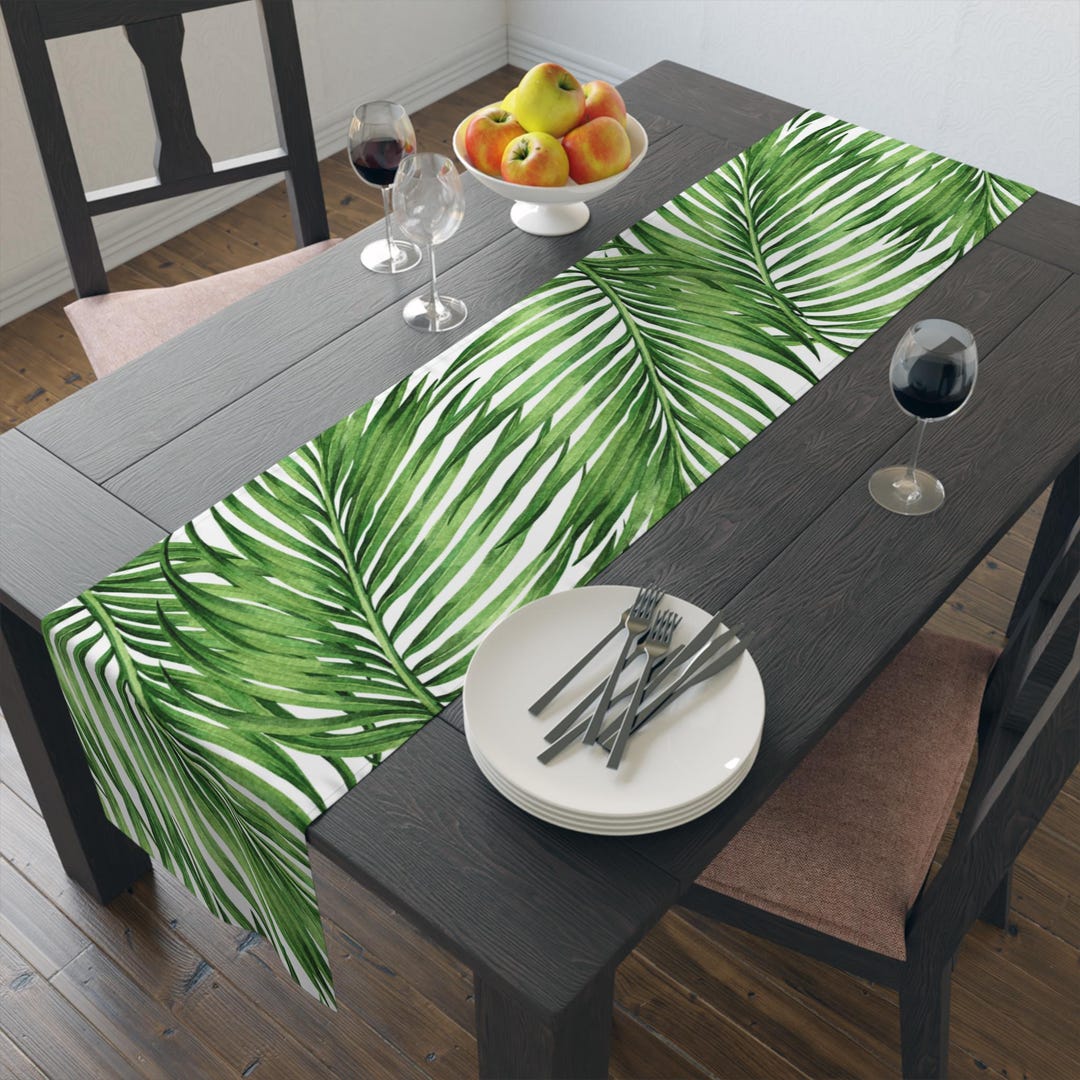 Tropical Leaf Table Runner, Boho Home Decor, Summer Table Setting ...