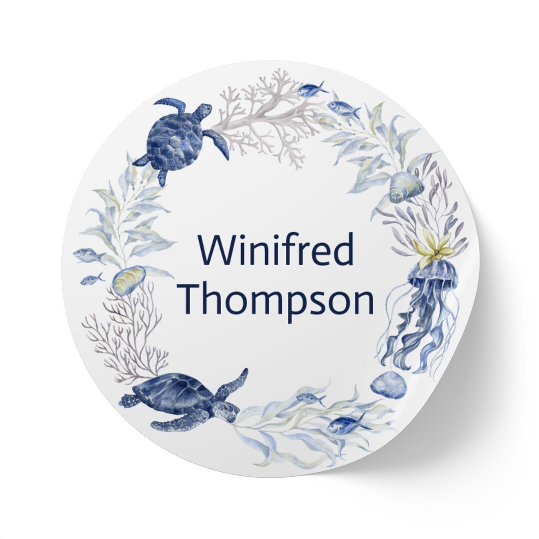 Personalized Ocean-themed Sticker Labels, Custom Name Labels, Seaside ...